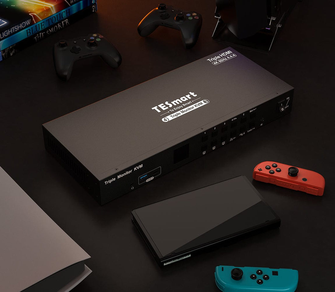 Triple monitor KVM Switch 4 computers connect 3 monitors-TESmart