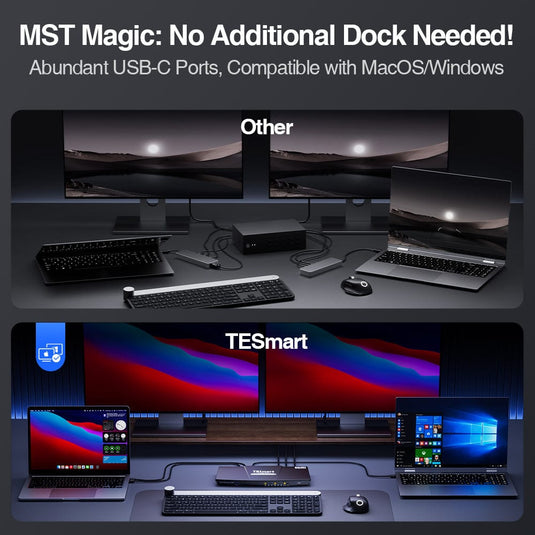 KVM Docking Station for 2/3/4 monitors and 2 laptops/ 4 computers – TESmart