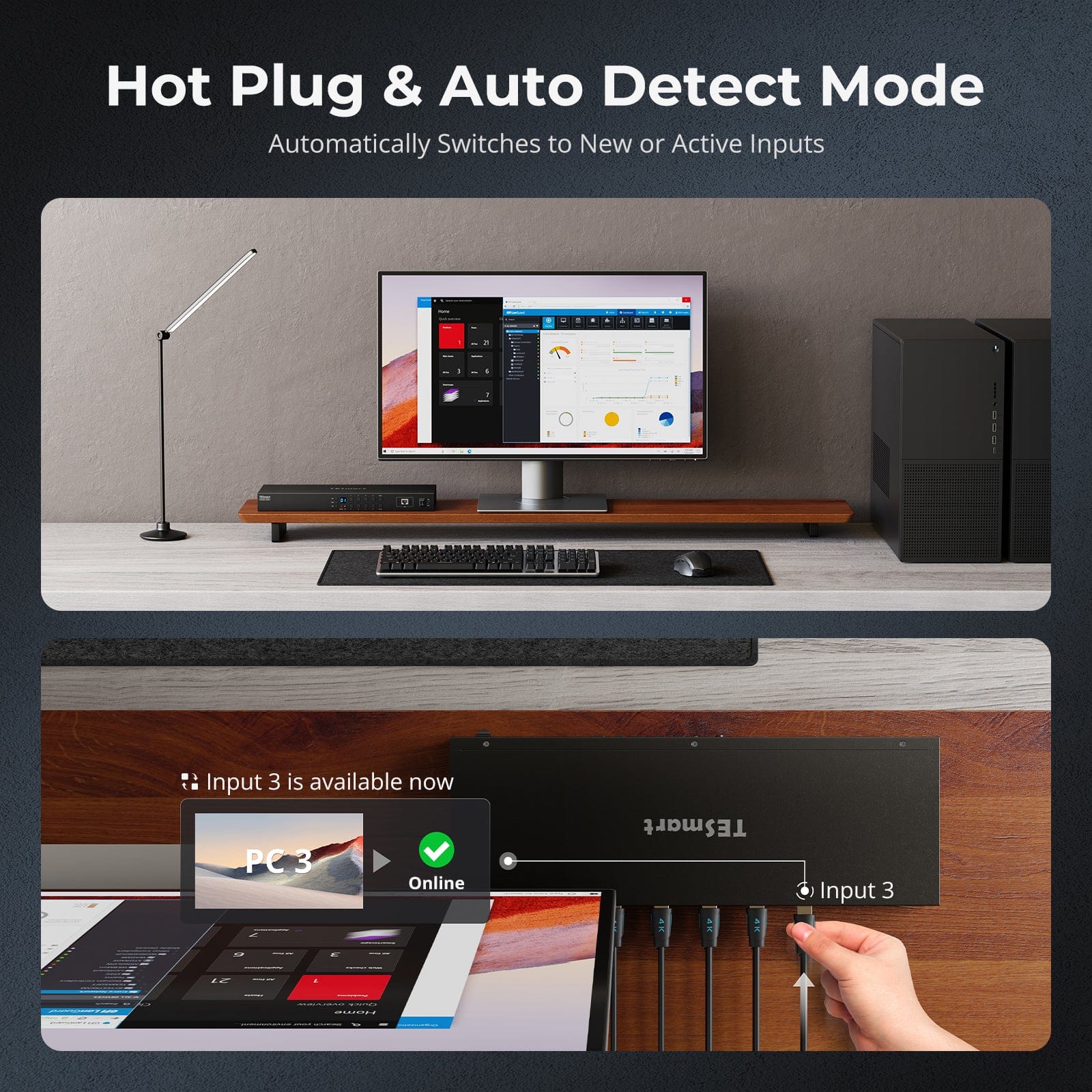 HDMI KVM switch 8 port 4K Autoscan, Rackmount, RS232 TESmart