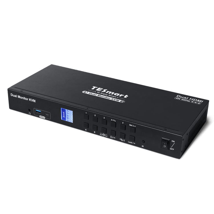 KVM Switch Dual Monitor - 4 PCs & 2 Monitors for Pro Editing | TESmart